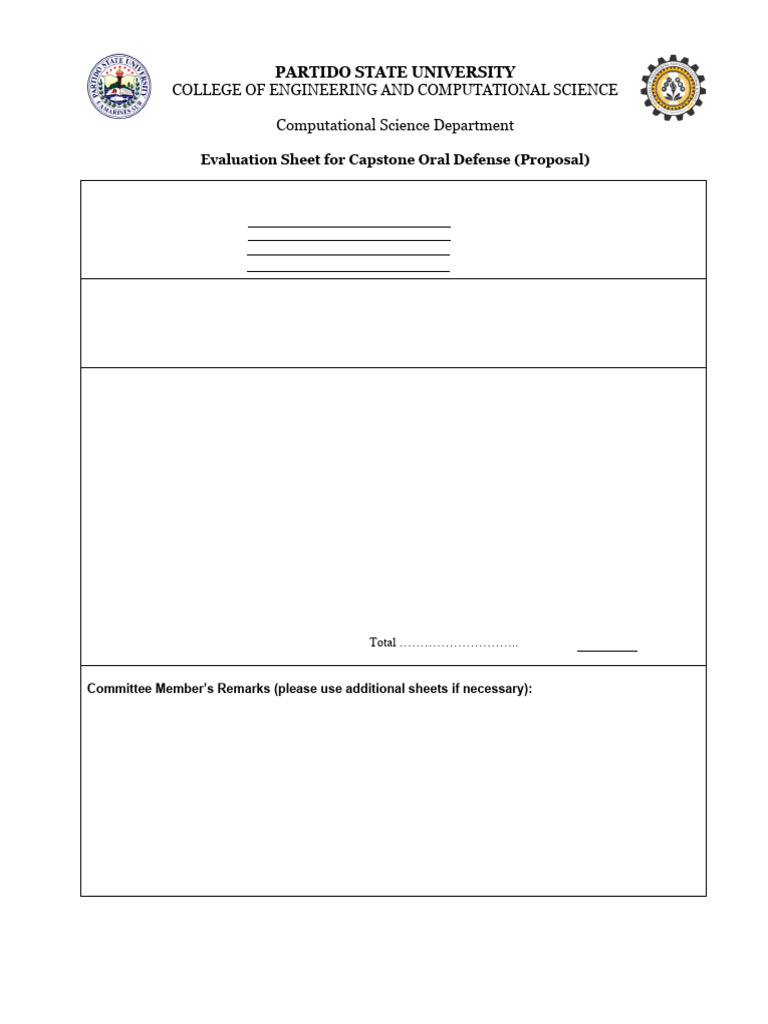 Form C 4 BSIT Capstone Proposal Defense Evaluation Sheet | PDF | Art ...