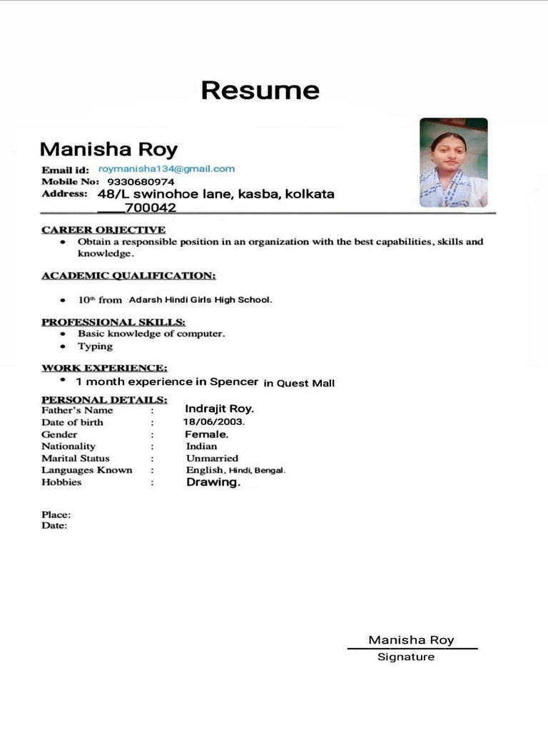 Manisha Roy Resume | PDF