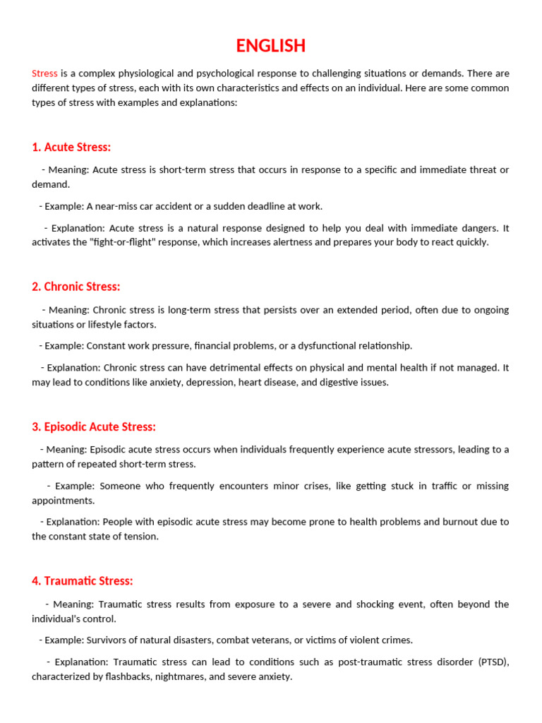 Types of Stress | PDF