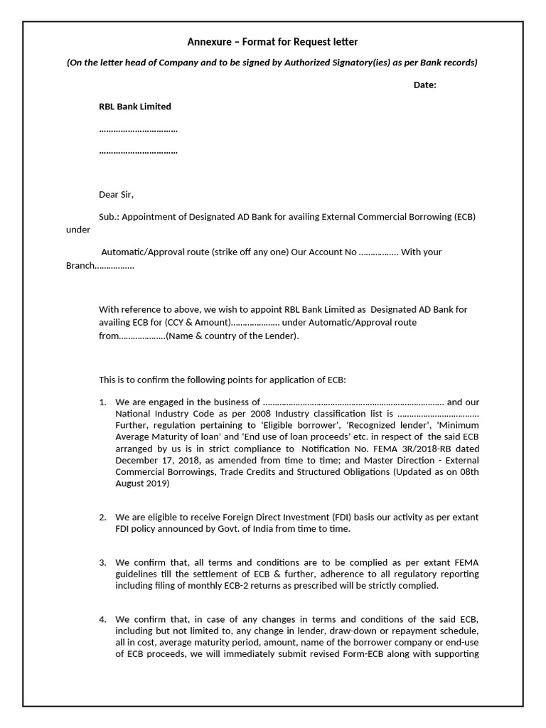 Format For Request Letter - AD Banker Appointment | PDF | Banks | Loans