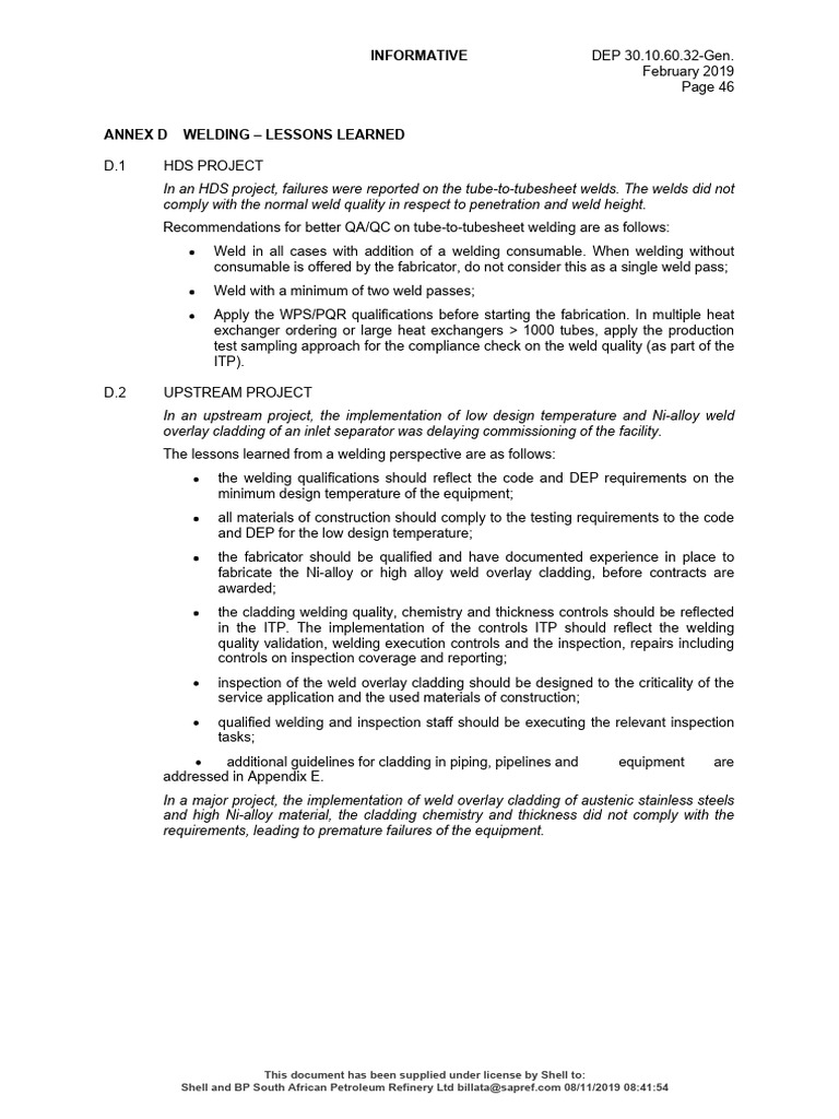 Appendix D - Welding Lesson Learned | PDF | Welding | Construction