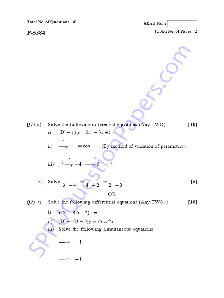 Engineering Mathematics III Exam Paper | PDF | Electricity | Electrical ...