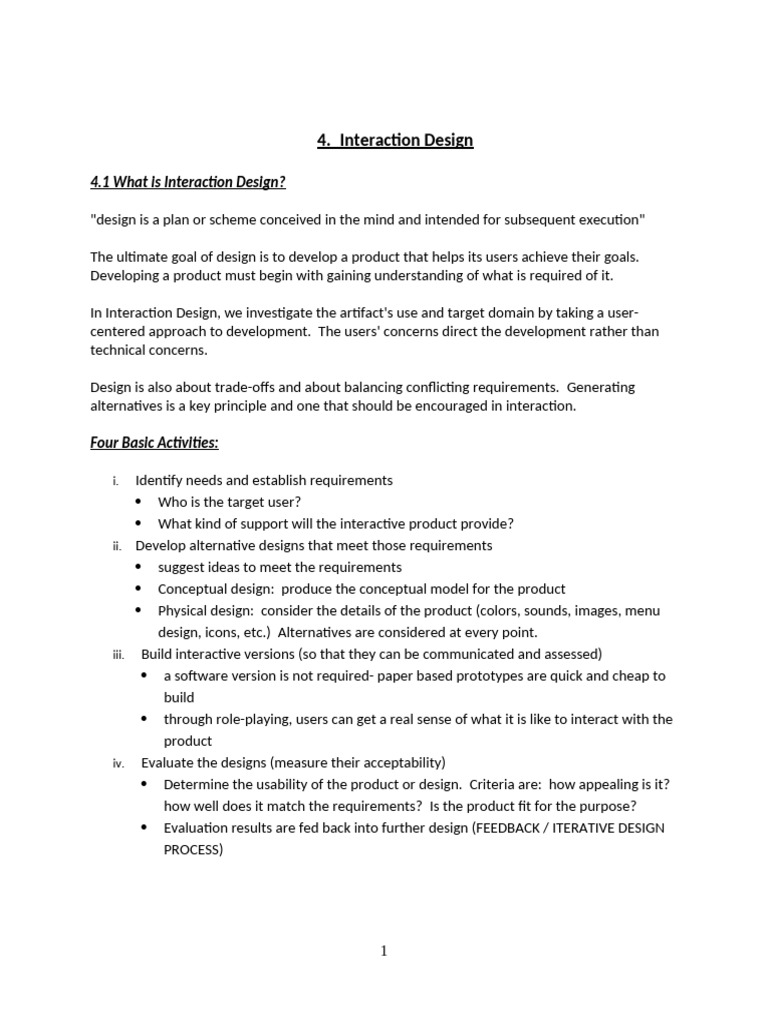 HCI Lesson 4 - Interaction Design | PDF | Software Prototyping | Usability