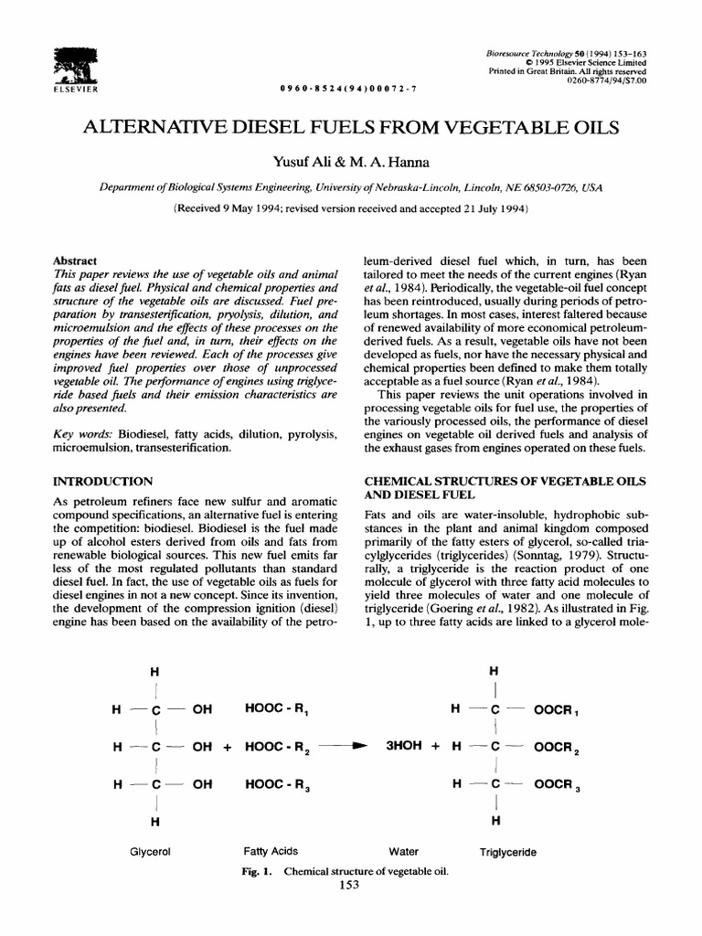Alternative Diesel Fuels From Vegetable | PDF | Triglyceride | Diesel Fuel