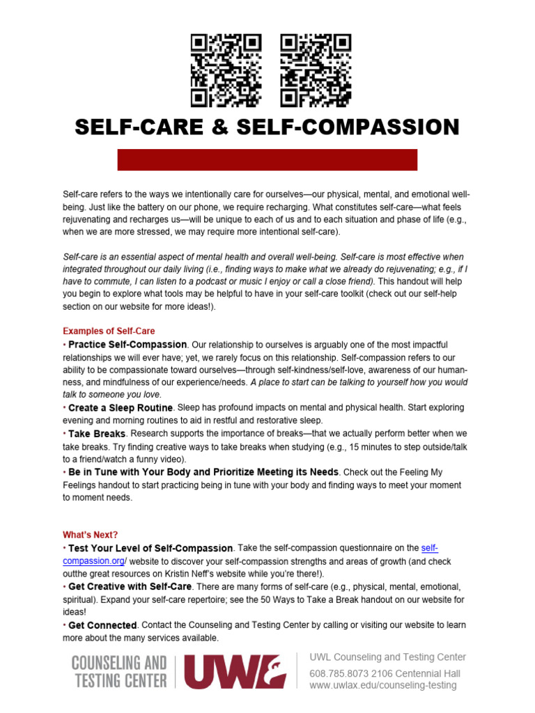 Self-Care and Self-Compassion Guide | PDF | Cognition | Social Psychology