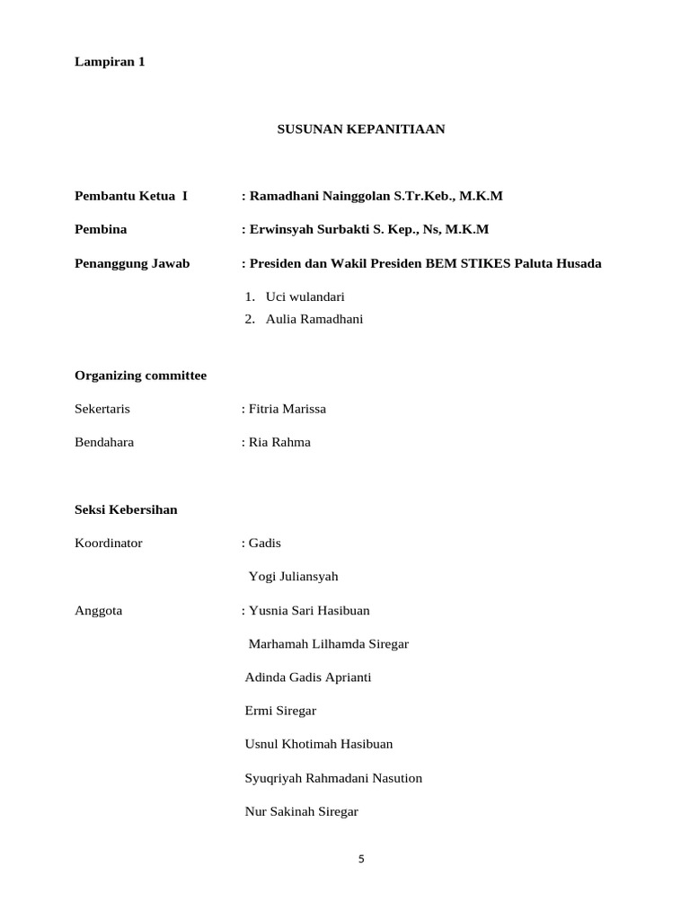 Susunan Kepanitiaan | PDF