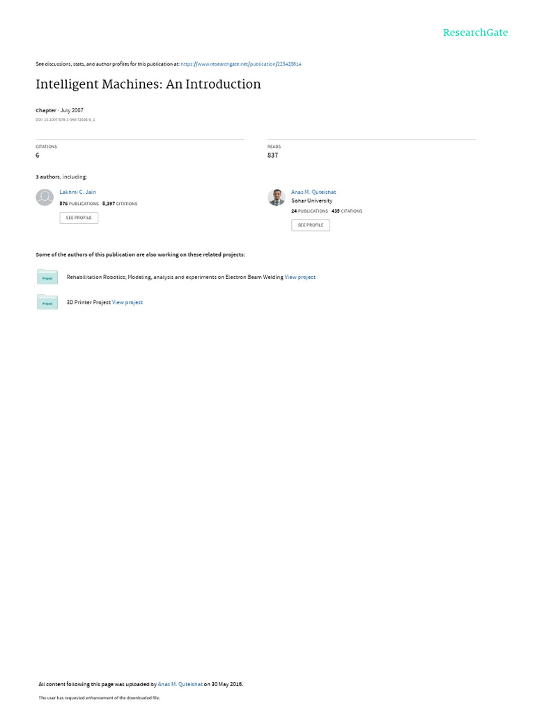 Intelligent Machines An Introduction | PDF | Artificial Intelligence ...