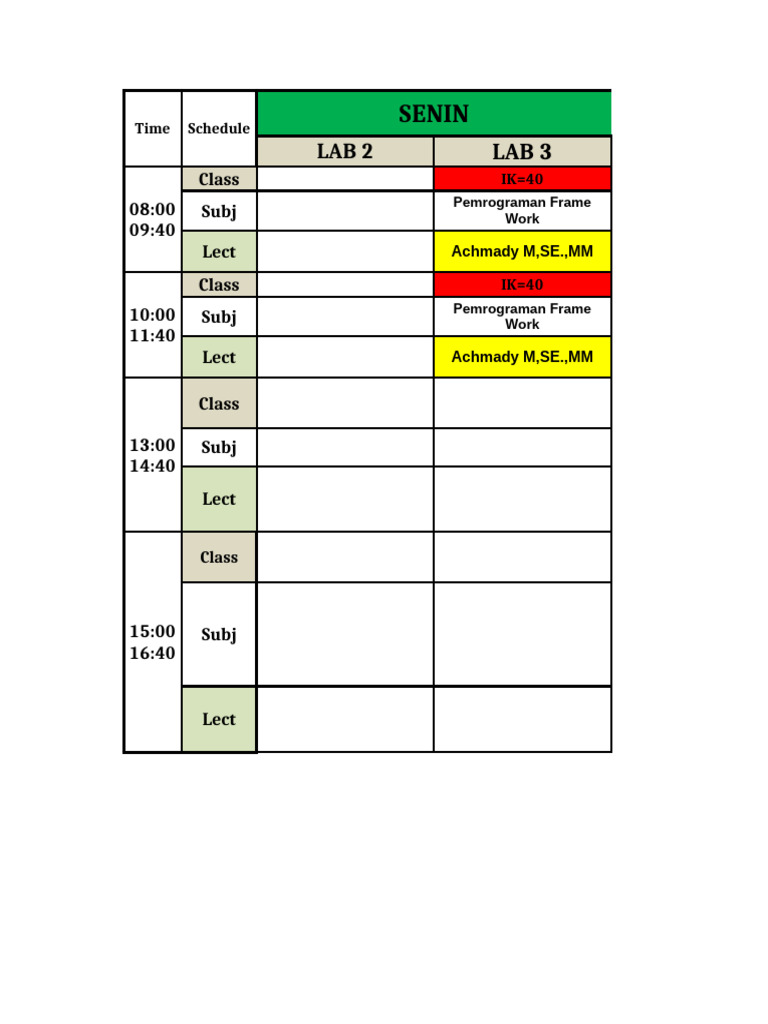 Jadwal Lab | PDF
