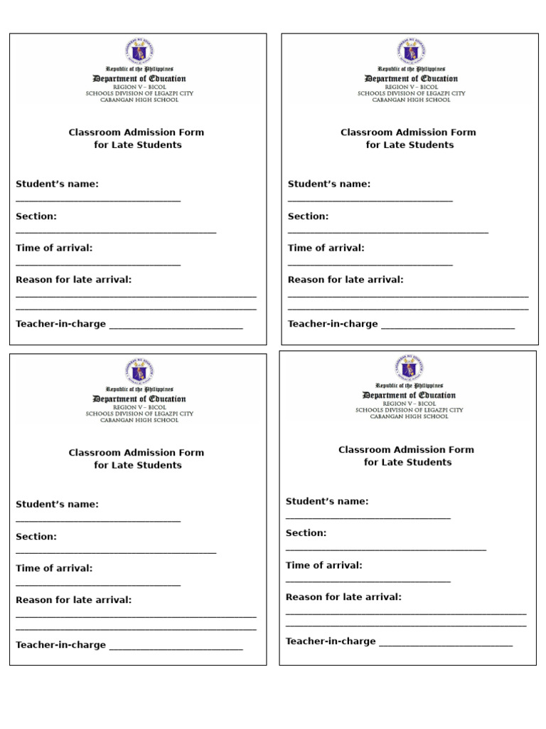 Late Student Admission Form | PDF | Career & Growth