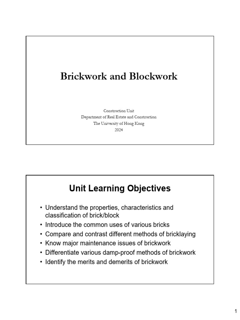 Brickwork and Blockwork - 2024m | PDF | Brick | Masonry