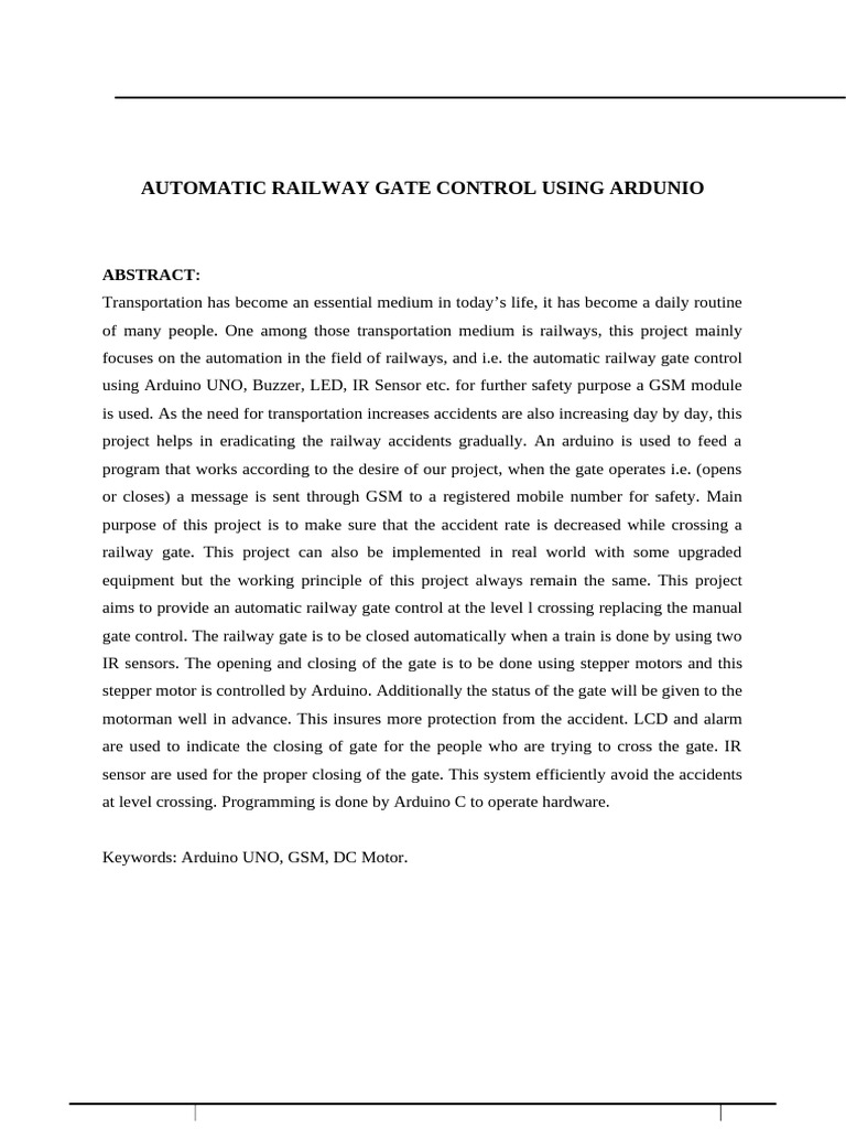 2k24-Sys-Automatic Railway Gate Control Using Ardunio | PDF | Rail ...