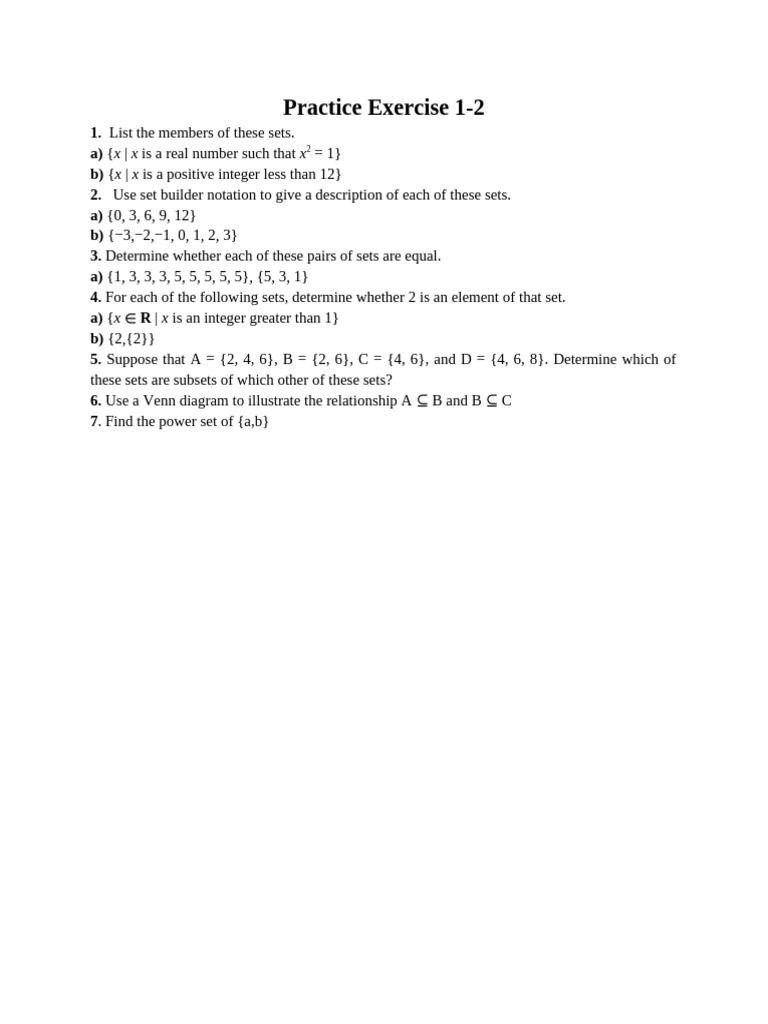 Practice Exercise 1-2 | PDF