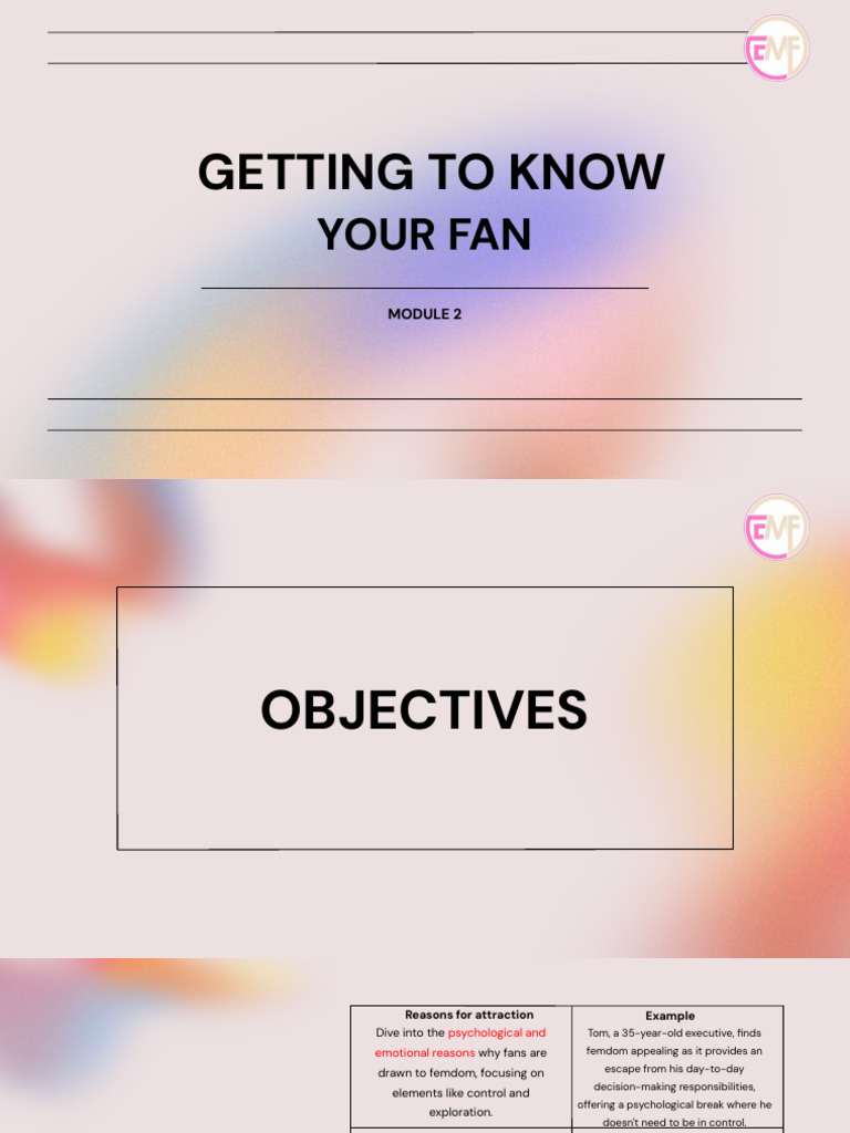 Module 2 - Getting To Know Your Fan | PDF | Experience | Dominatrix