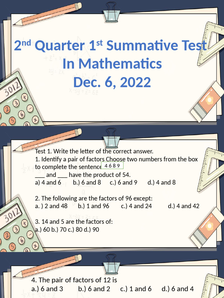 1st Summative Test in Math | PDF