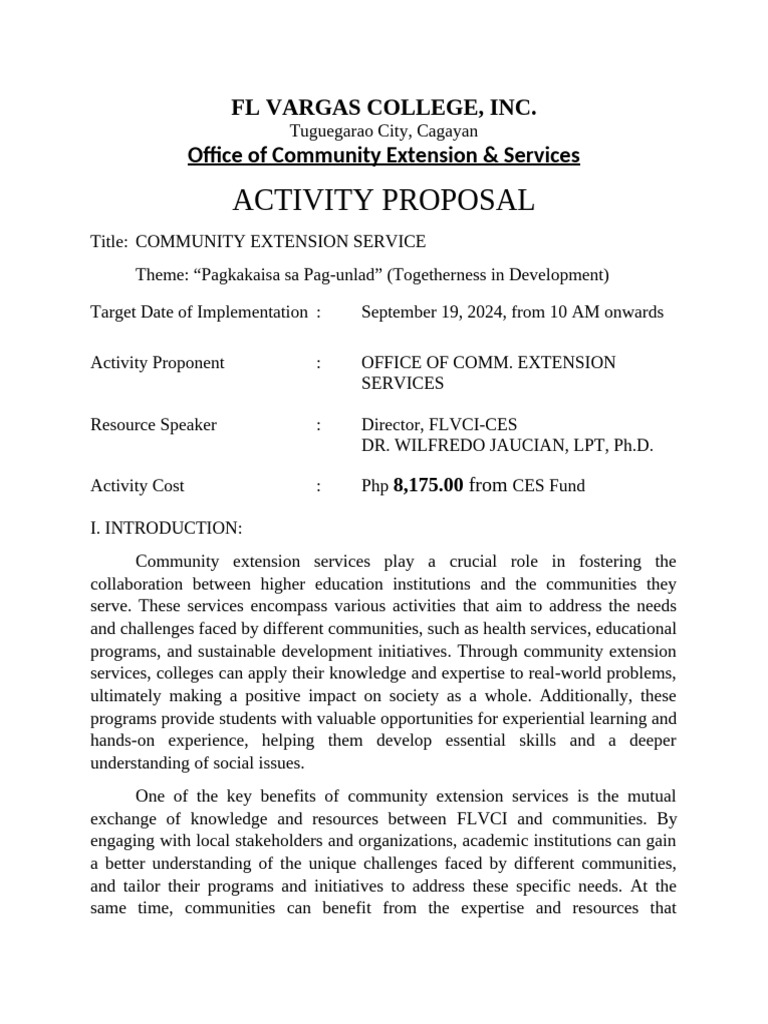 ACTIVITY PROPOSAL COMMUNITY ORANIZING SEPT. 19 2024 10 AM Onwards by DR ...