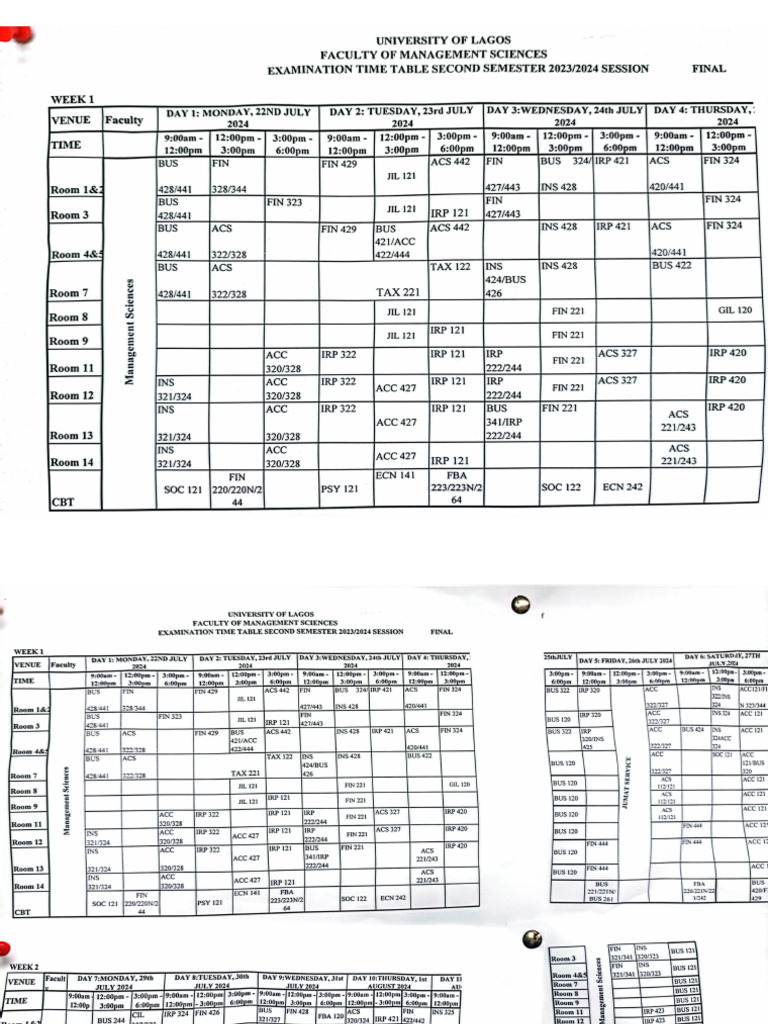 2nd Semester Exam Time Table | PDF