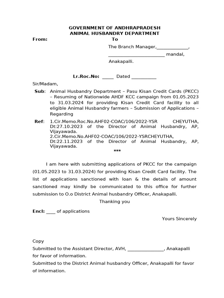 Sample Covering Letter For KCC 2023-24-1 | PDF | Finance & Money ...