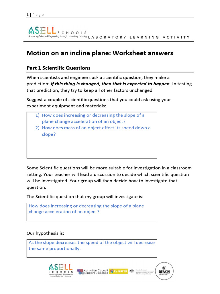 Motion On An Incline Plane | PDF | Force | Mechanics