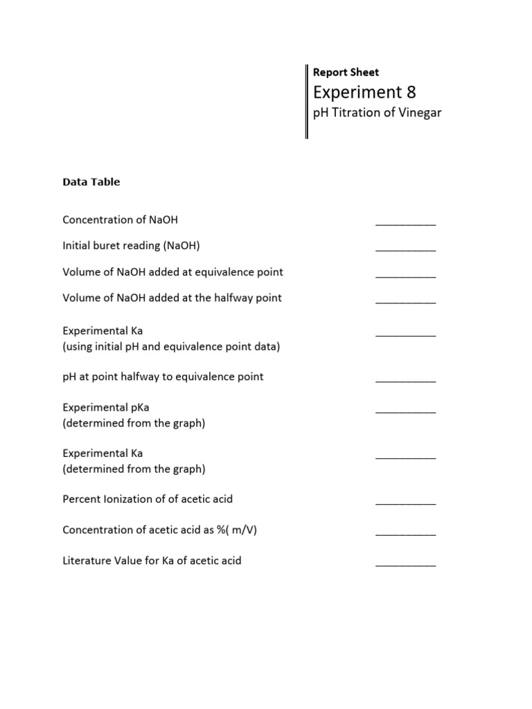 PH Titration Report Sheet | PDF