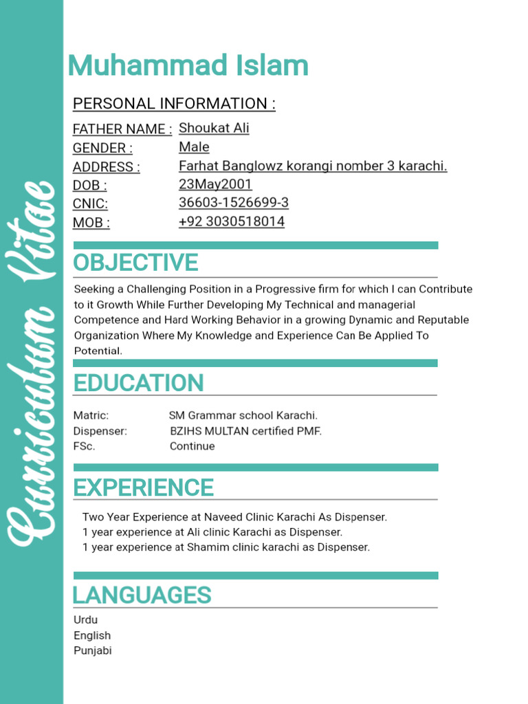 Islam Dispenser CV | PDF