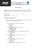 Screen Time Questionnaire | PDF | Workweek And Weekend | Computing