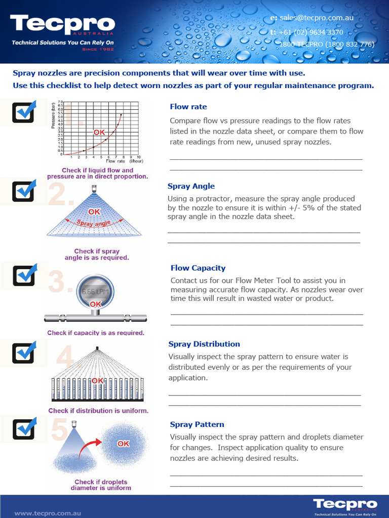 Spray Nozzle Maintenance Checklist | PDF | Continuum Mechanics | Fluid ...