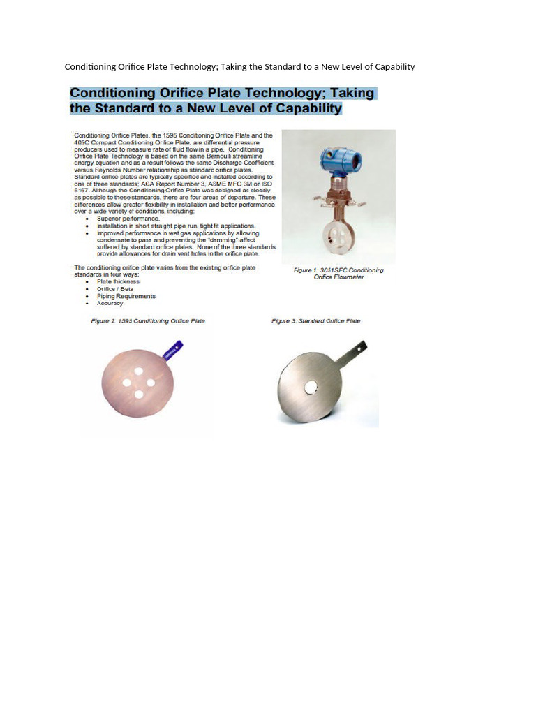Conditioning Orifice Plate Technology Taking | PDF