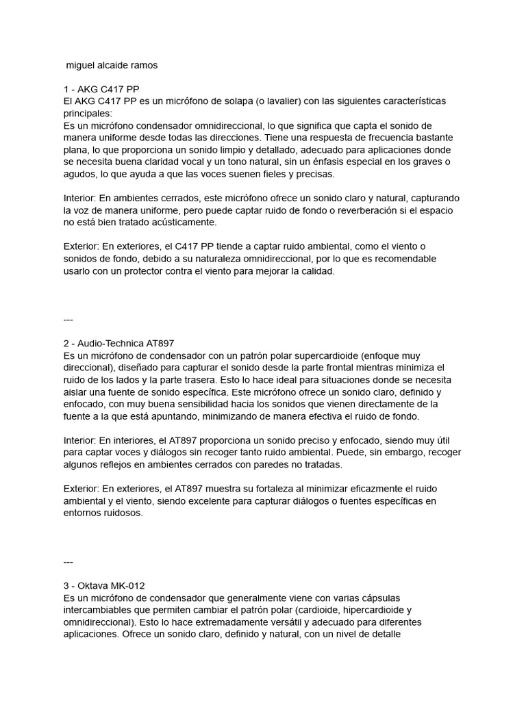 Práctica Micros | PDF | Micrófono | Sonido