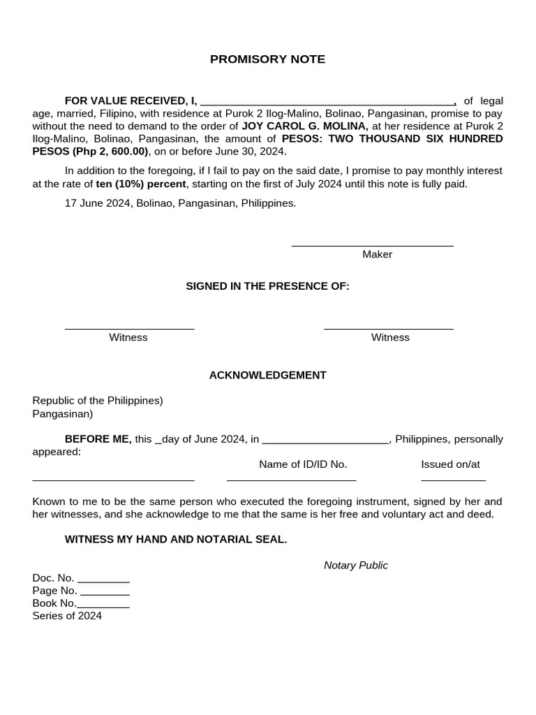 PROMISORY NOTE | PDF