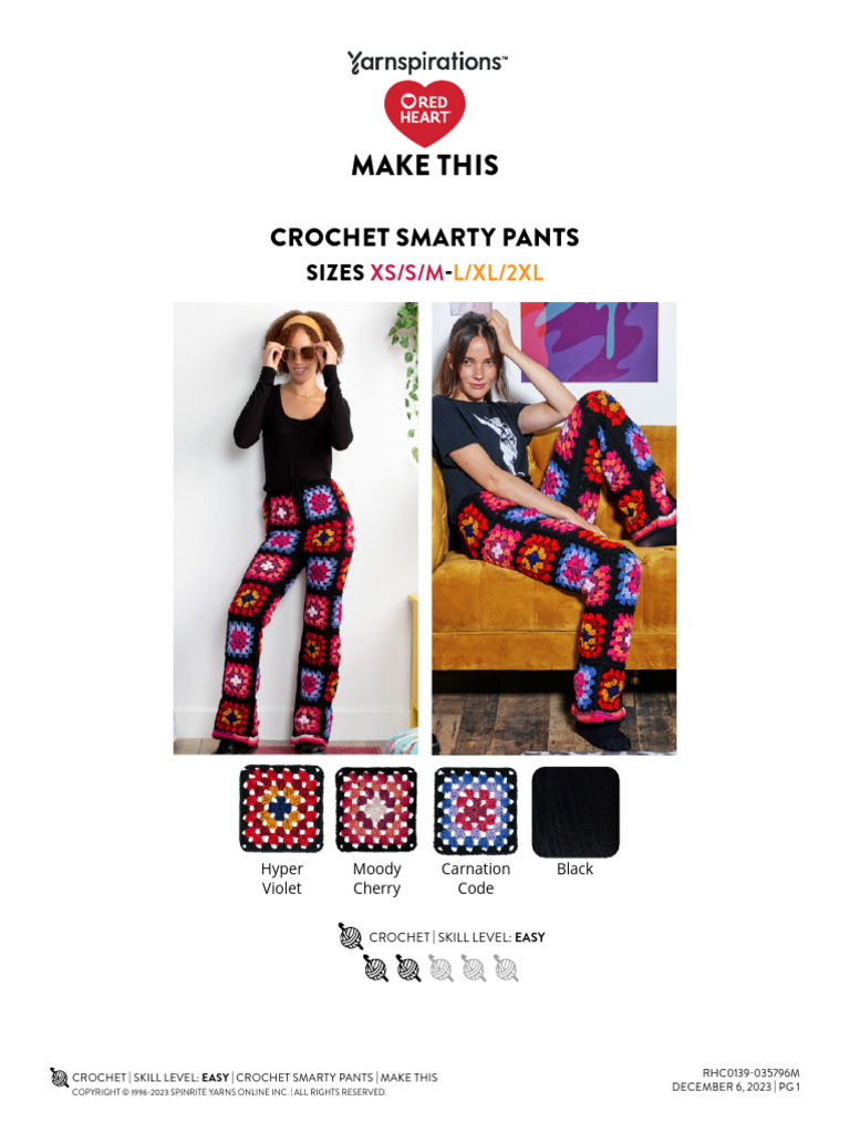 Easy Crochet Granny Square Pants | PDF | Crochet | Seam (Sewing)