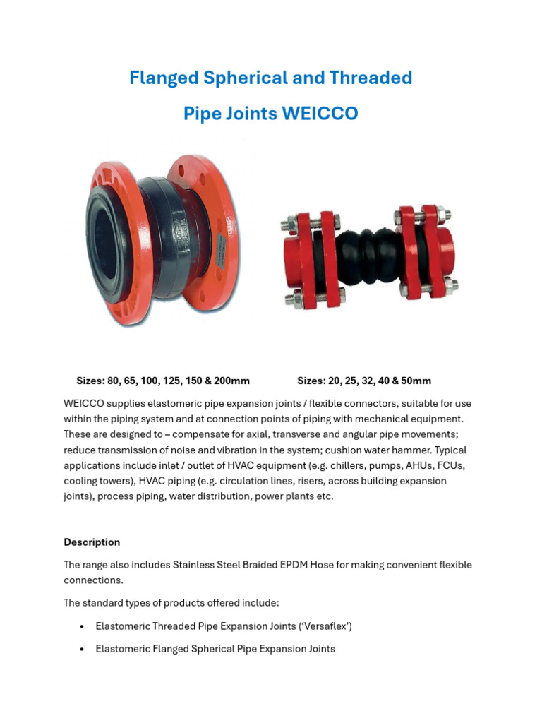 Flanged Spherical and Threaded Pipe Joints WEICCO | PDF | Technology ...