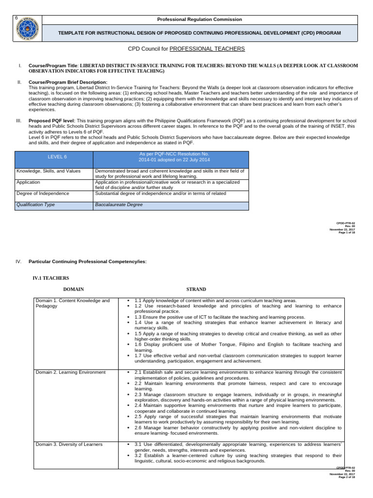 CPDD PTR 02 Instructional Design For Teachers | PDF | Learning | Teachers