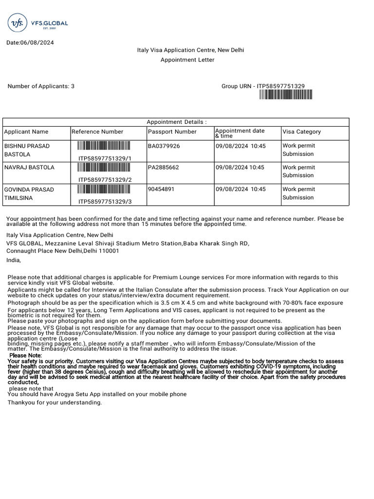 595642137-Biometric Appointmet Nepal Candidate | PDF | Travel Visa ...