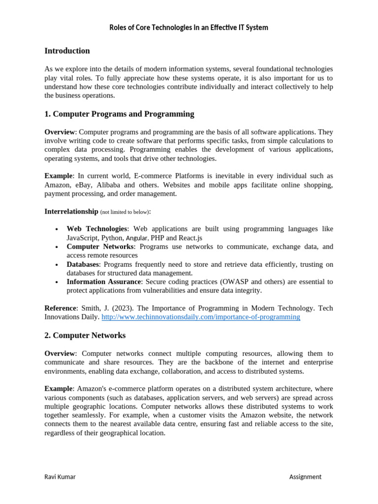 Core Technologies in IT Systems | PDF | World Wide Web | Internet & Web