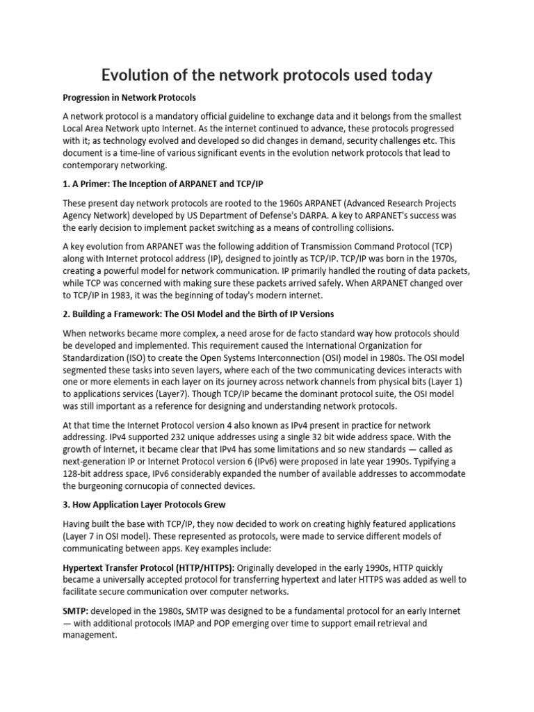 Evolution of The Network Protocols Used Today | PDF | Internet Protocol ...