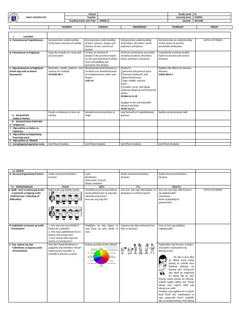 Q2 - Mapeh - DLL - Week 3 | PDF