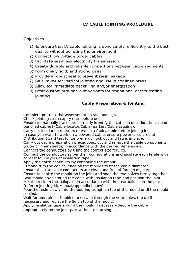 LV Cable Jointing Module | PDF