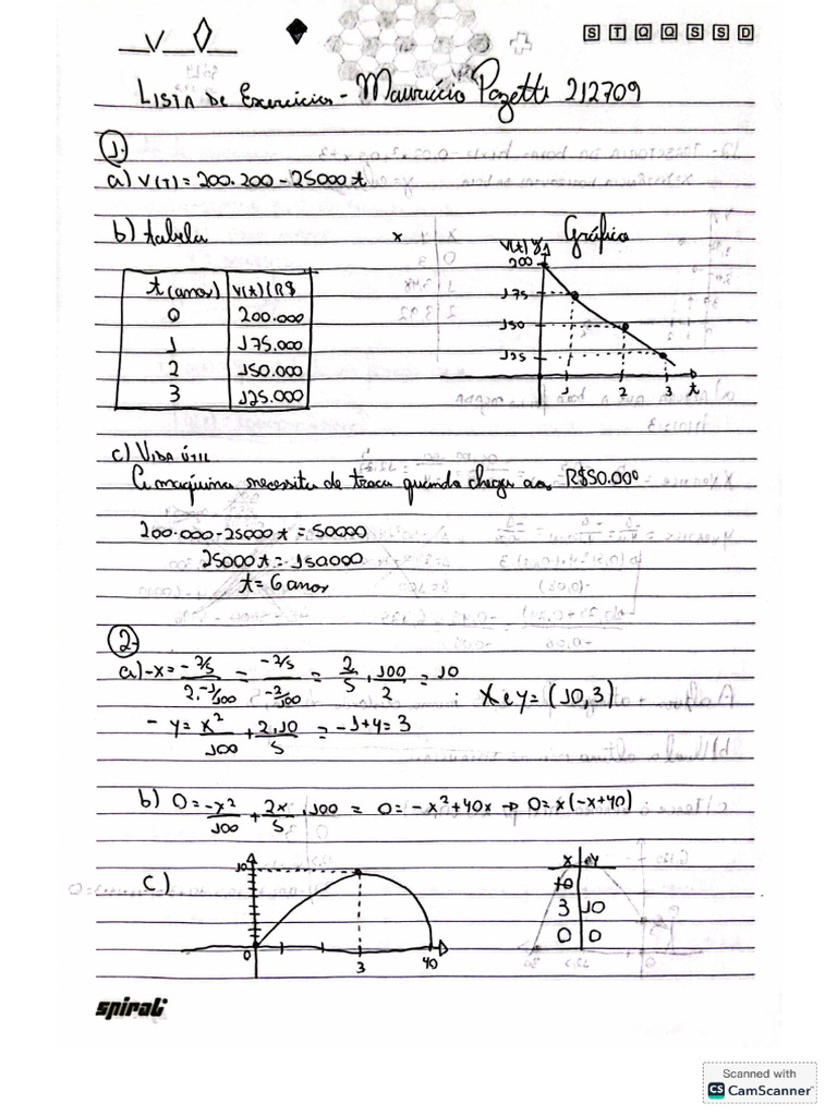 Matematica Lista 1 | PDF