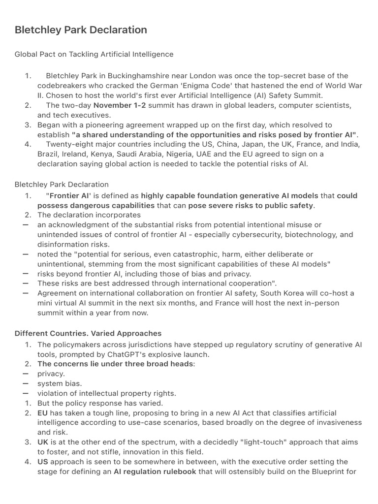 Bletchley Park Declaration | PDF | Artificial Intelligence ...