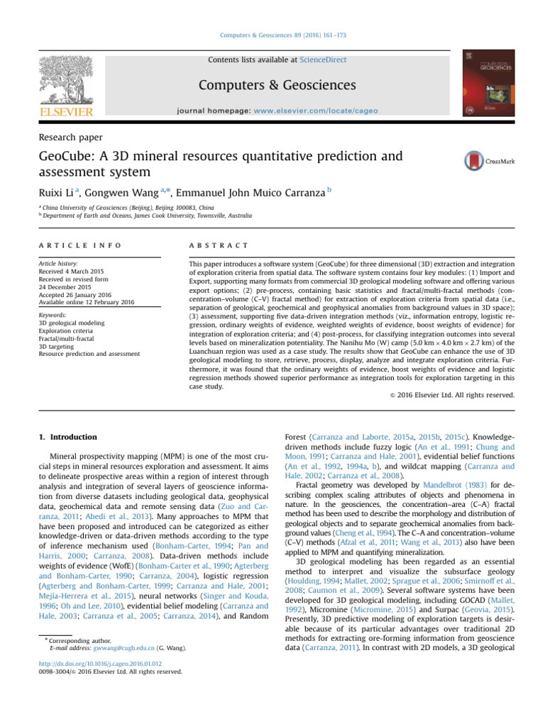 GeoCube A 3D Mineral Resources Quantitative Prediction and Assessment ...