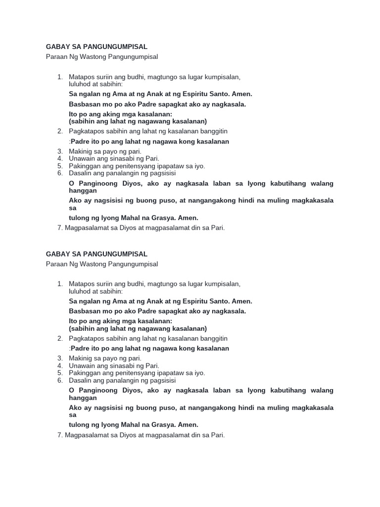 Gabay Sa Pangungumpisal | PDF