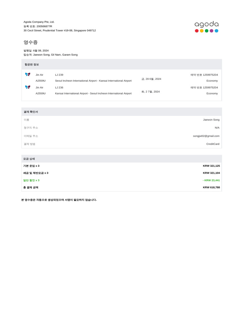 Agoda Booking ID 1259975204 Receipt | PDF