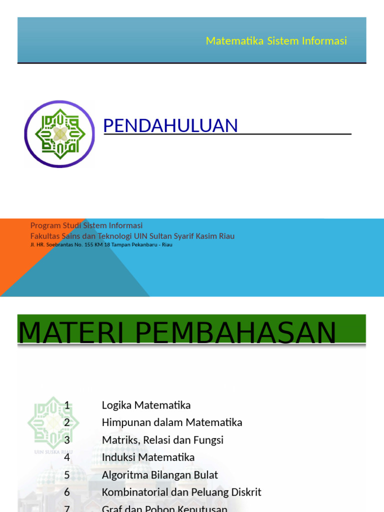 MATSI Pertemuan 1 Pendahuluan | PDF