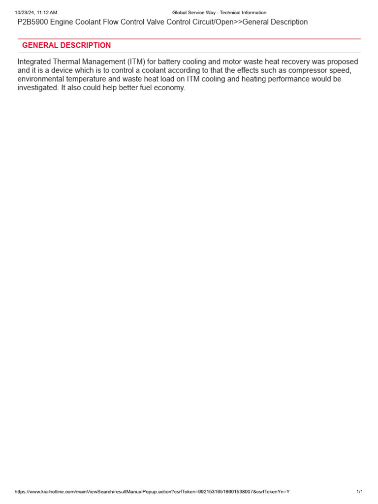 P2B5900 Engine Coolant Flow Control Valve Control Circuit Open General ...