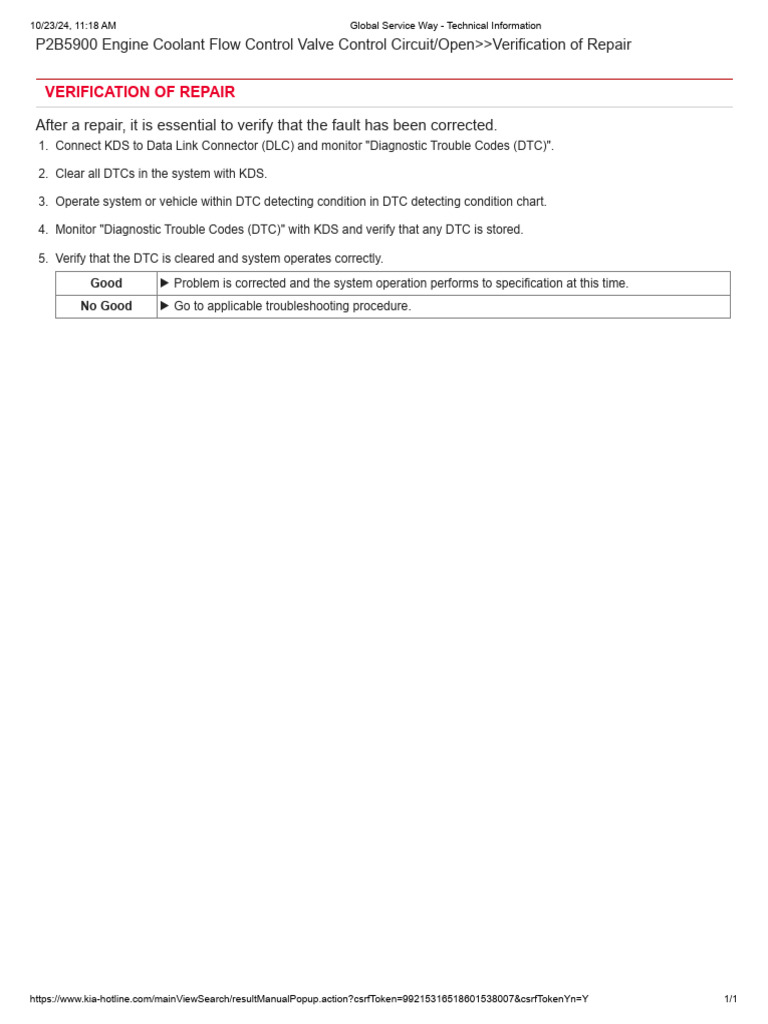 P2B5900 Engine Coolant Flow Control Valve Control Circuit Open ...