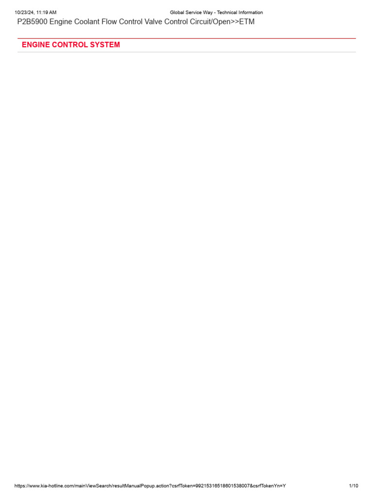 P2B5900 Engine Coolant Flow Control Valve Control Circuit Open ETM EWD ...