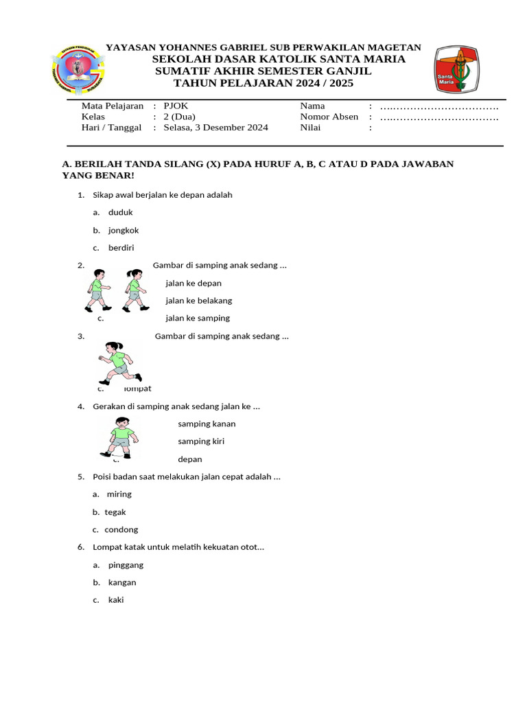 Soal Sas Pjok Ganjil Kelas 2 THN 2024 | PDF