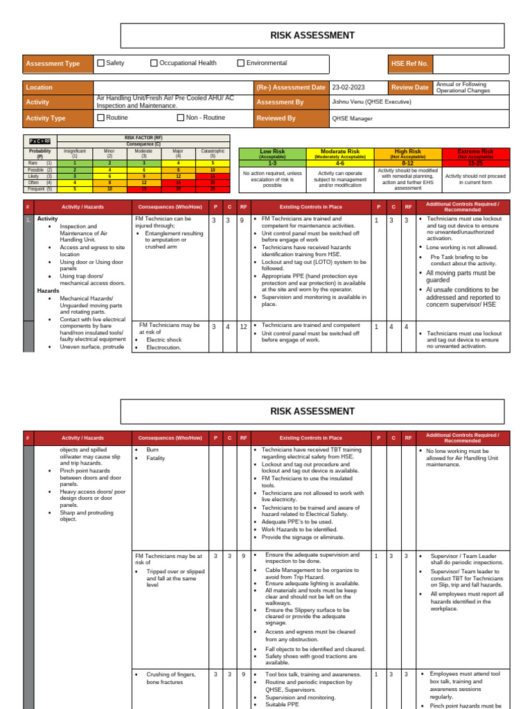 Hse-ra-mz-007-Fahu, Ahu, Fcu & Ac Inspection & Maintenance | PDF ...
