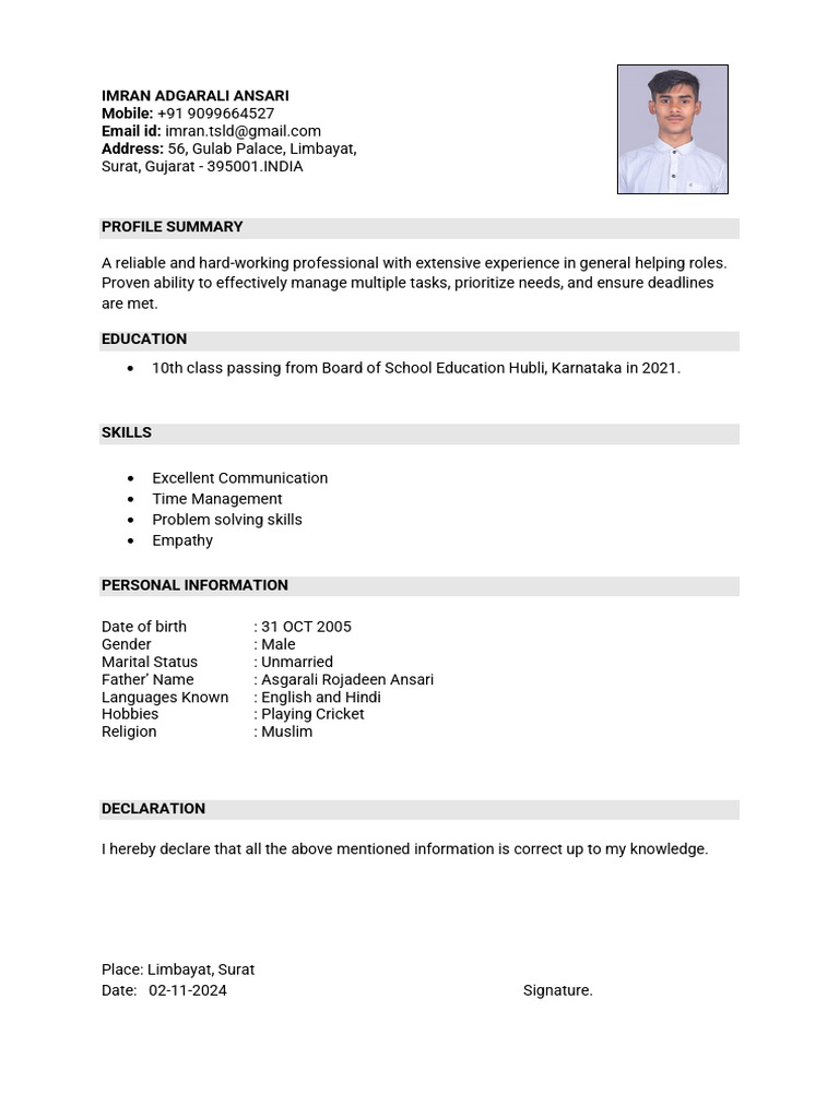 Imran Resume | PDF | Wellness