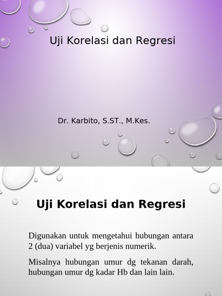 Uji Korelasi dan Regresi Variabel Numerik | PDF